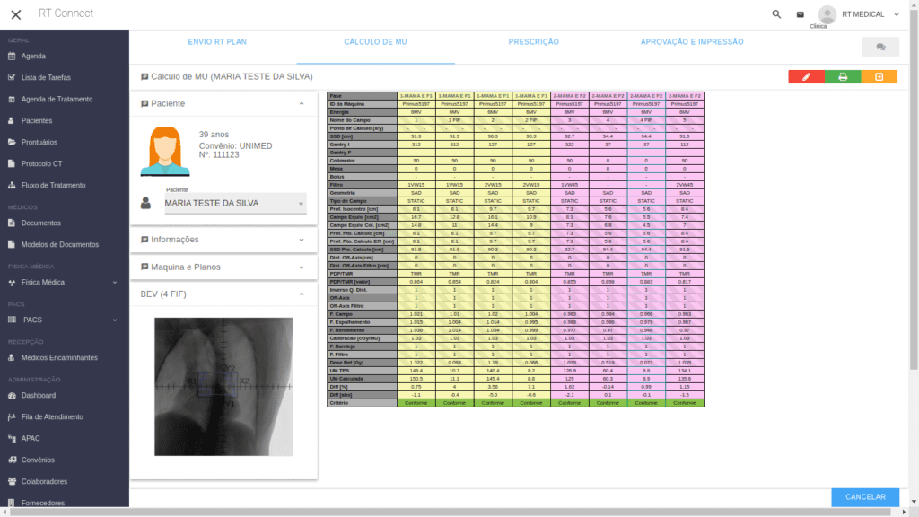 Cálculo de MU? - RT Medical Systems